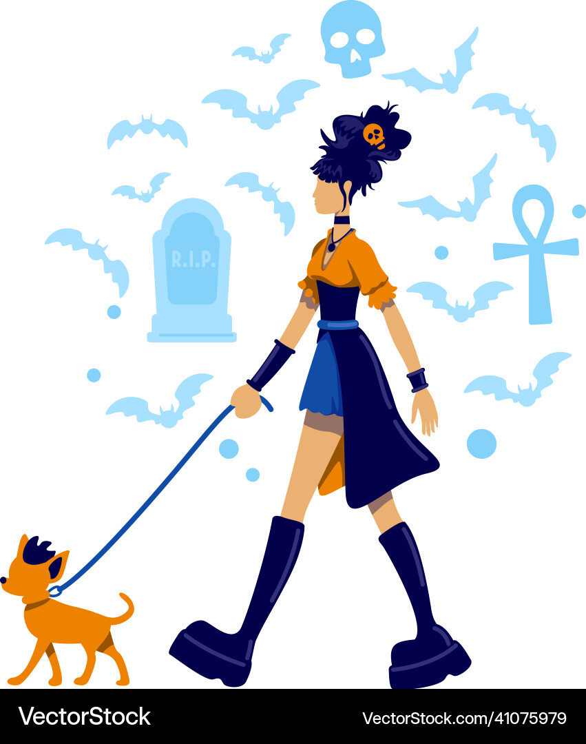 Gothic girl flat concept Royalty Free Vector Image