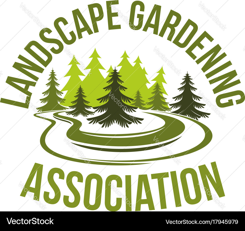 Green tree landscape gardening icon Royalty Free Vector