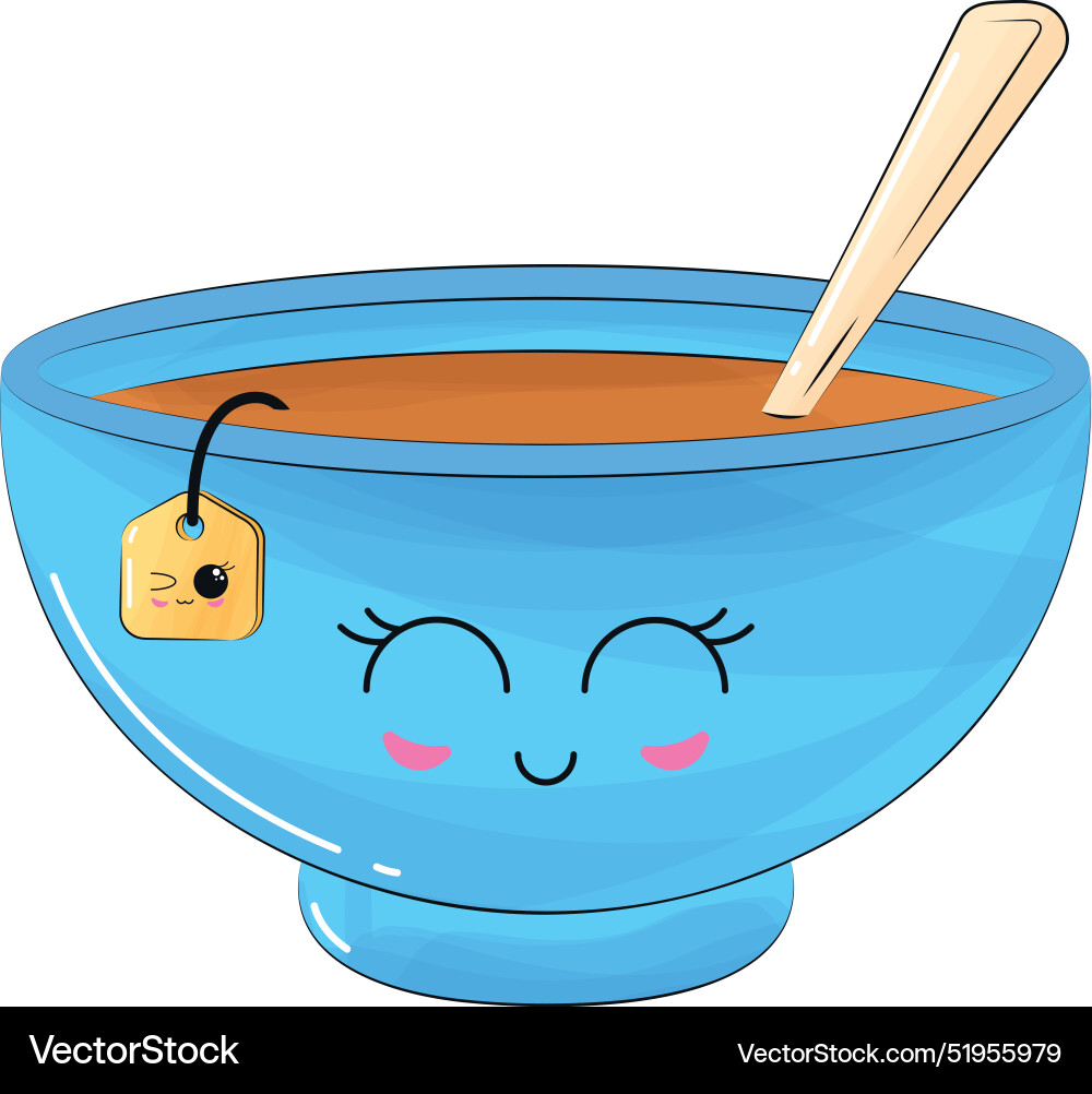 Happy cute bowl cartoon Royalty Free Vector Image