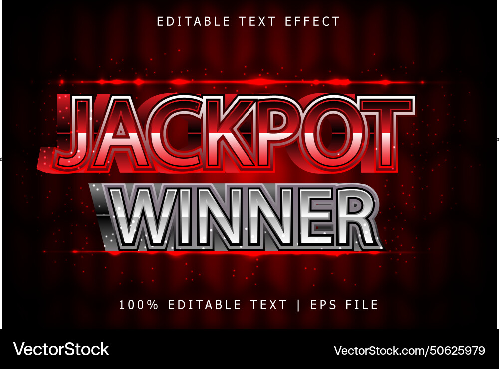 Jackpot winner editable text effect 3 dimension Vector Image