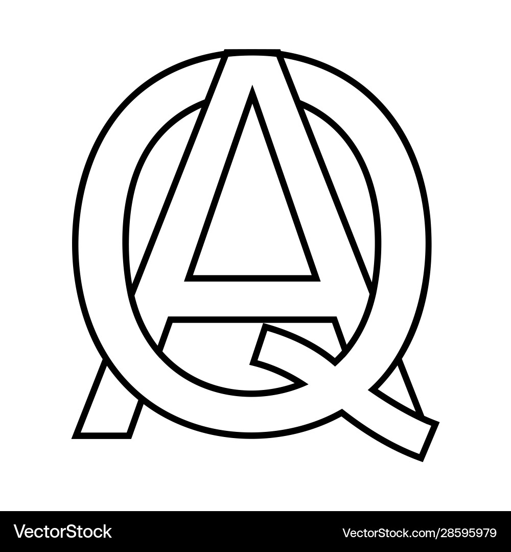 Logo sign aq qa icon interlaced letters Royalty Free Vector