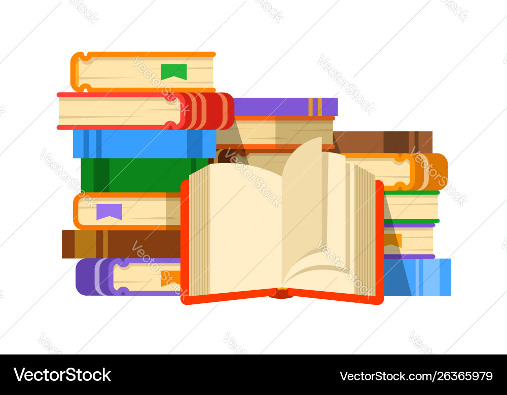 Reading paper books flat Royalty Free Vector Image