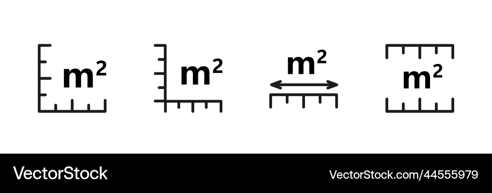 Square meter icon m2 sign flat area in Royalty Free Vector