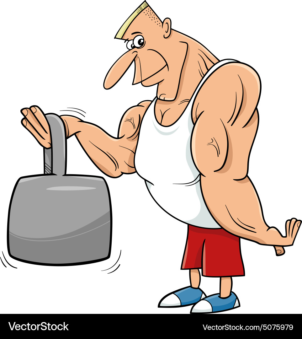 Strong man athlete cartoon Royalty Free Vector Image