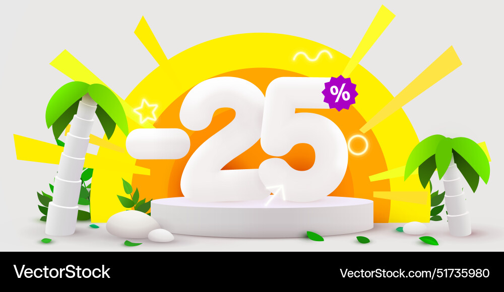 25 percent off discount summer composition Vector Image