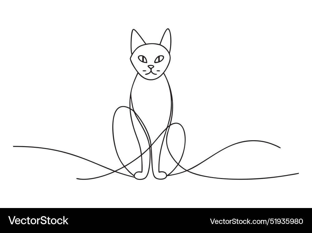 Cat line with on white background Royalty Free Vector Image