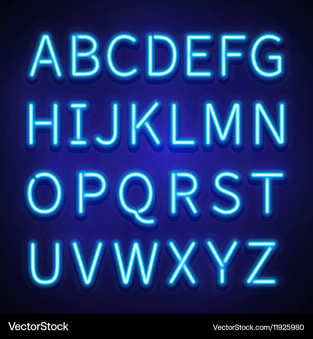Glowing neon lights signs typeset letters Vector Image