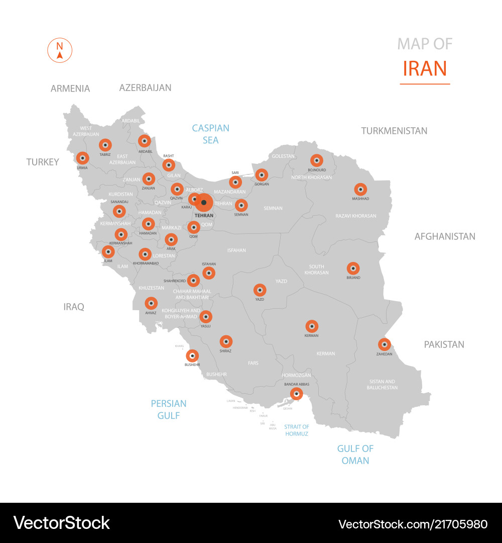 Iran map with administrative divisions Royalty Free Vector