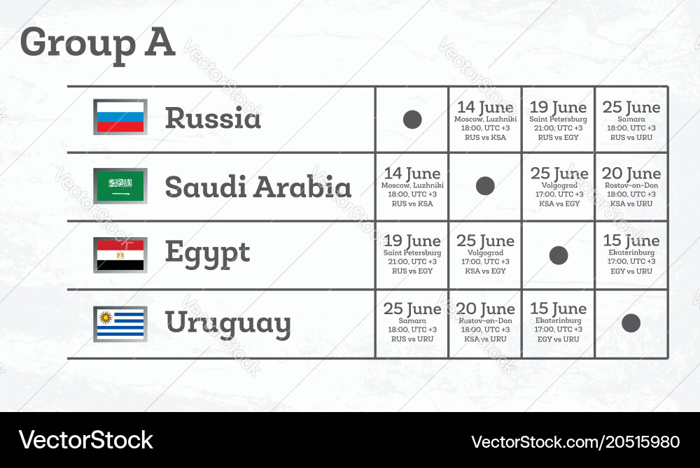Match schedule group Royalty Free Vector Image