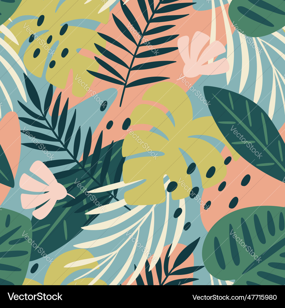 Tropical Leaf Seamless Pattern Royalty Free Vector Image