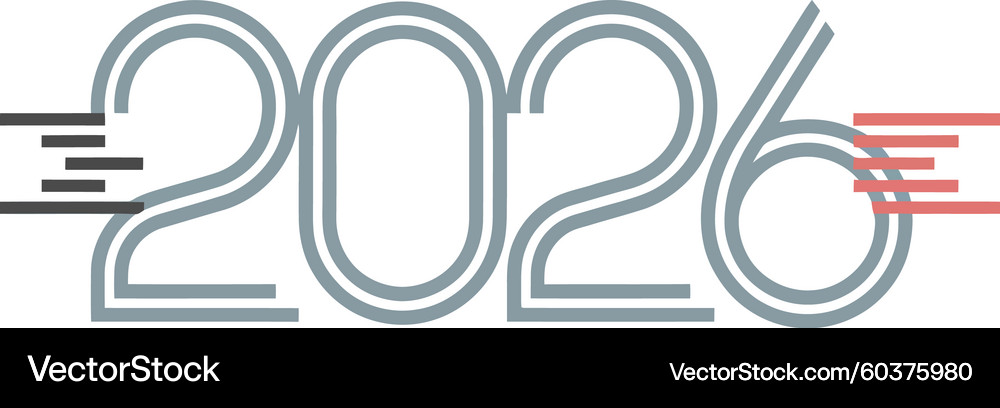 Typography 2026 - Modern Lines Royalty Free Vector Image