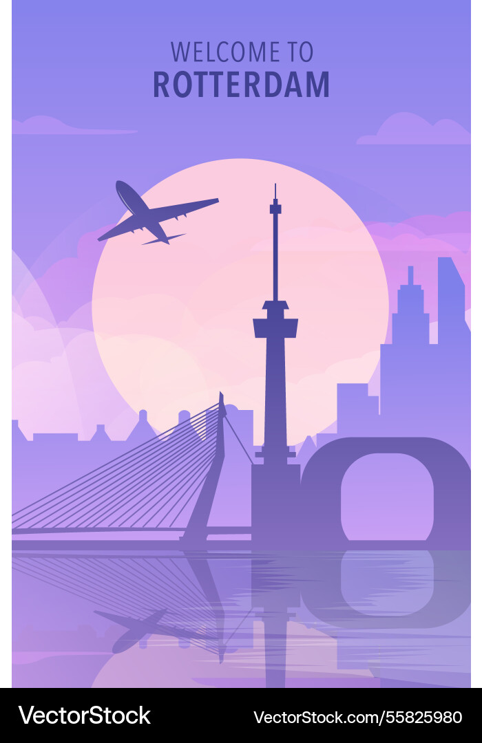 Welcome to rotterdam netherlands gradient city Vector Image
