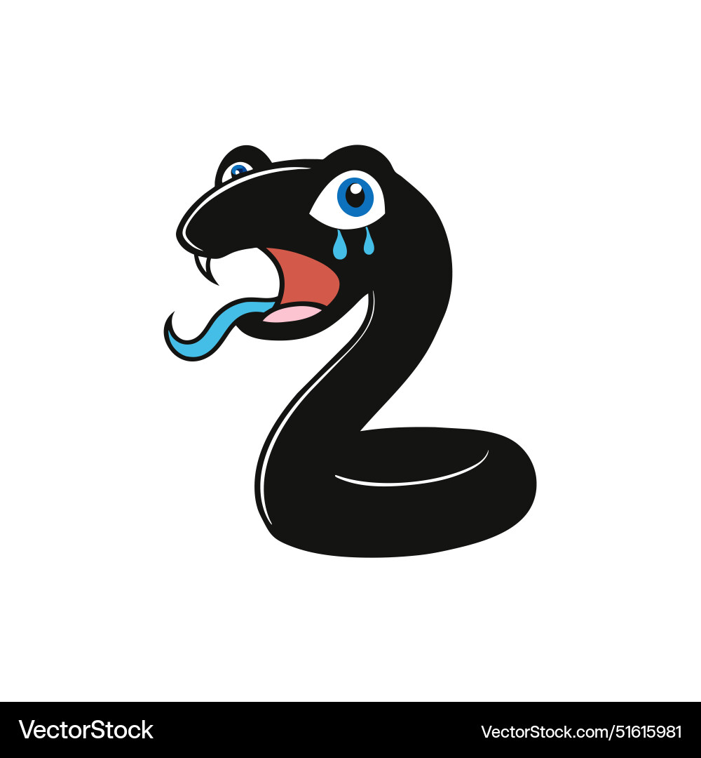 Black mamba snake cries icon Royalty Free Vector Image