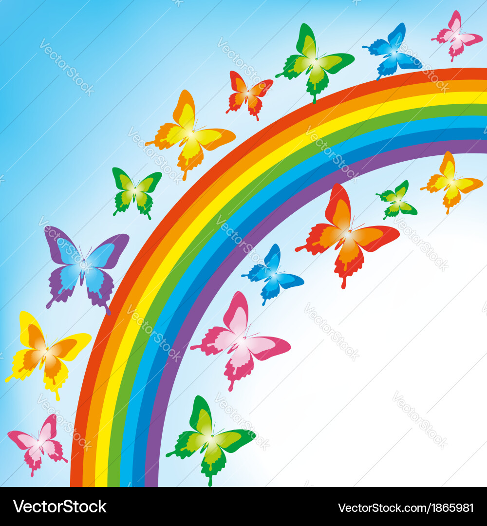 Colorful Butterfly Rainbow Background Royalty Free Vector