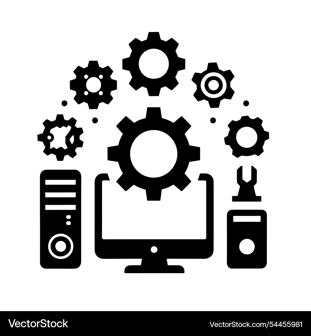 Computer system repair Royalty Free Vector Image