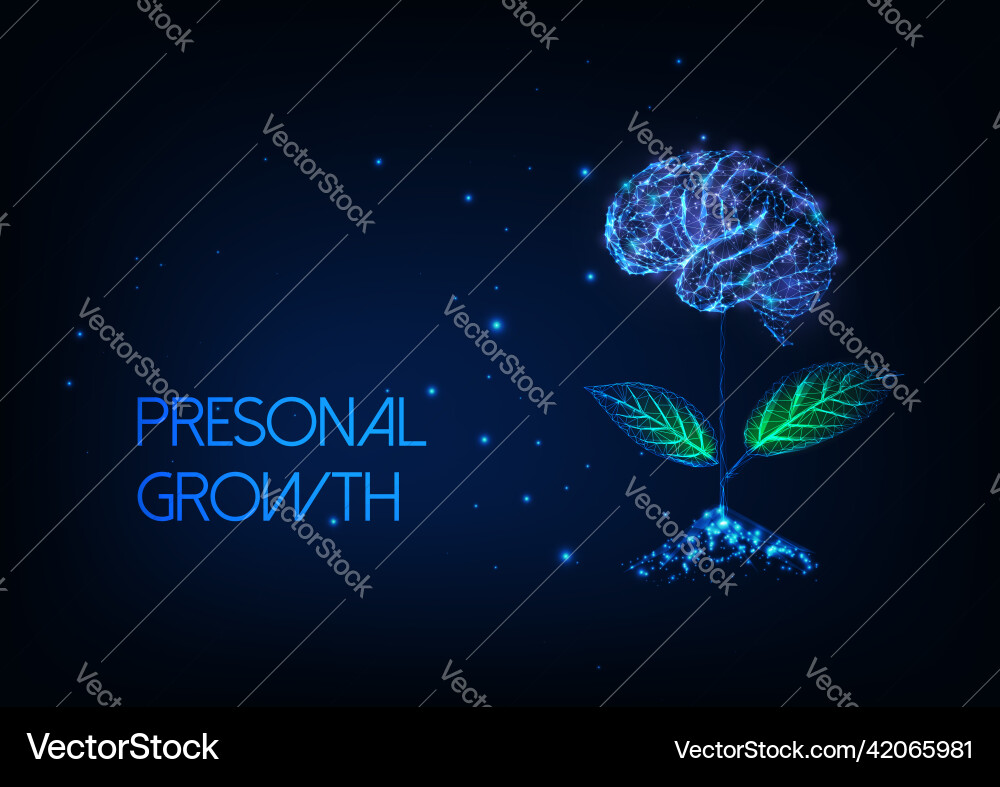 Futuristic personal growth concept with glowing Vector Image