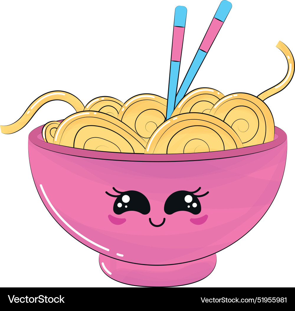 Happy cute bowl cartoon Royalty Free Vector Image