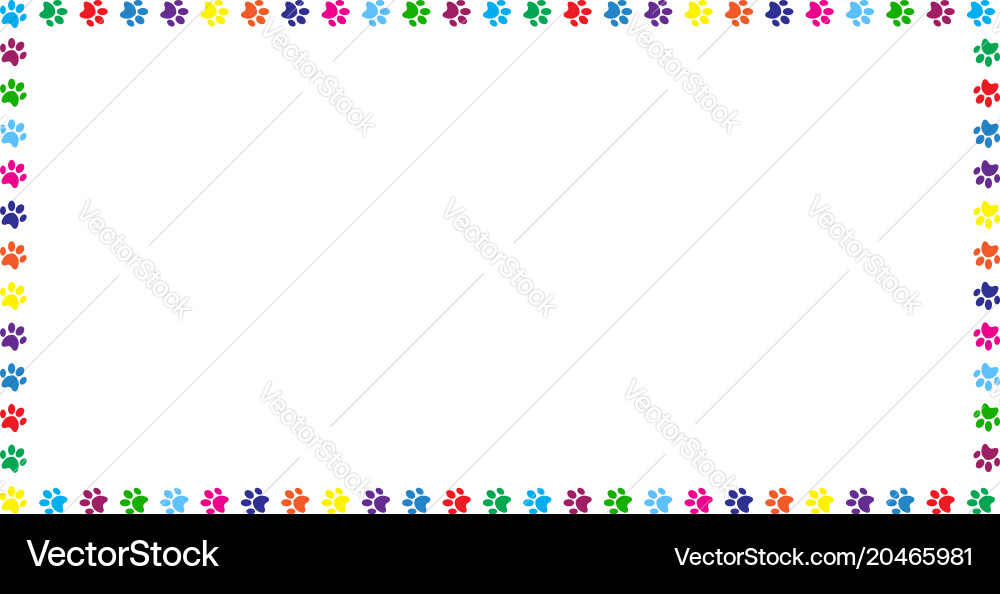 Rectangle frame made of rainbow animal paw prints Vector Image