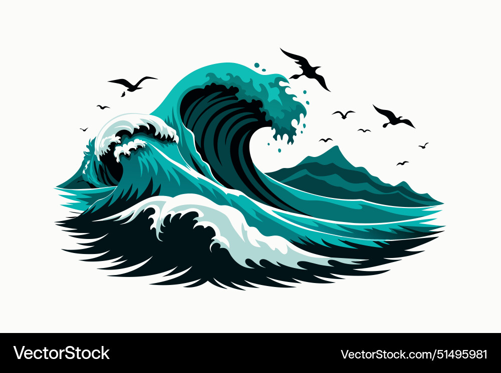 Spectacular water waves crashing natures Vector Image