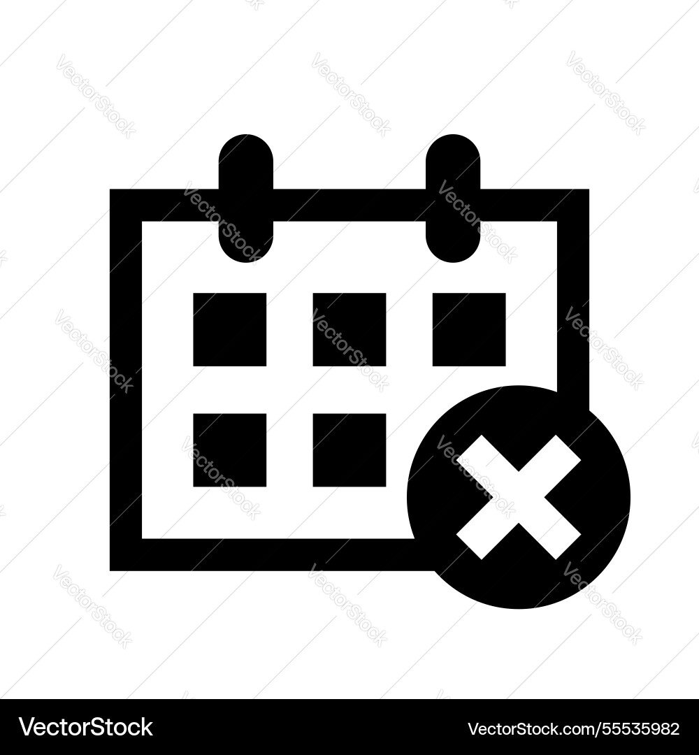 Calendar icon schedule symbol with cross Vector Image