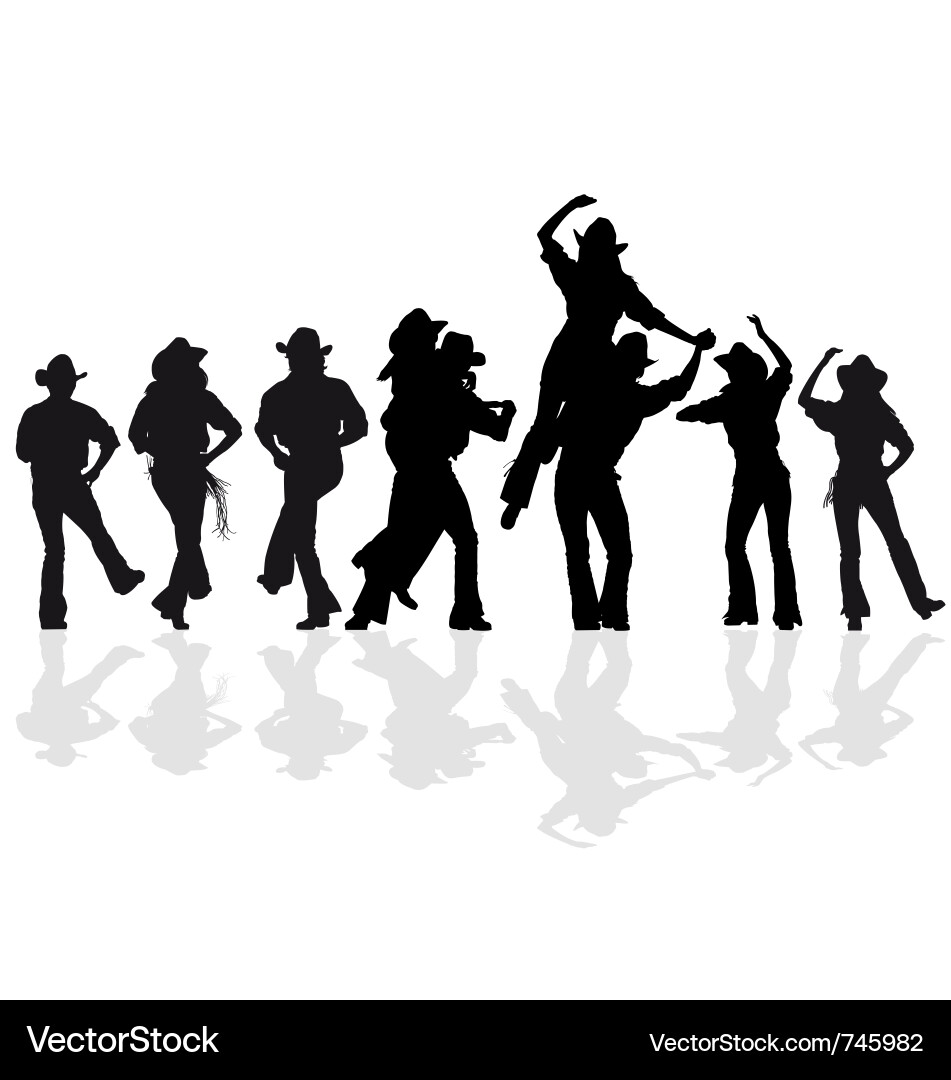 Cowboy dance silhouette Royalty Free Vector Image