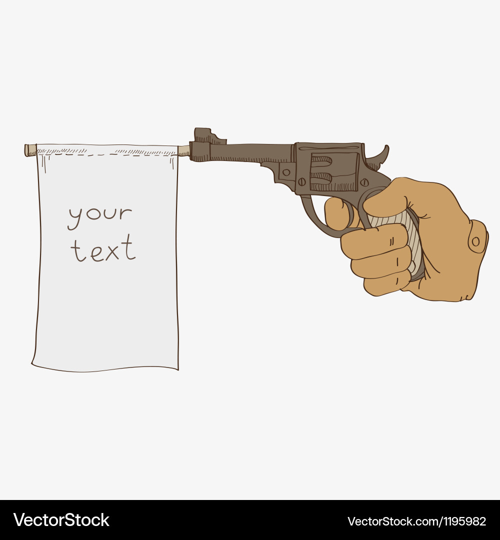 Gun with a retractable flag Royalty Free Vector Image