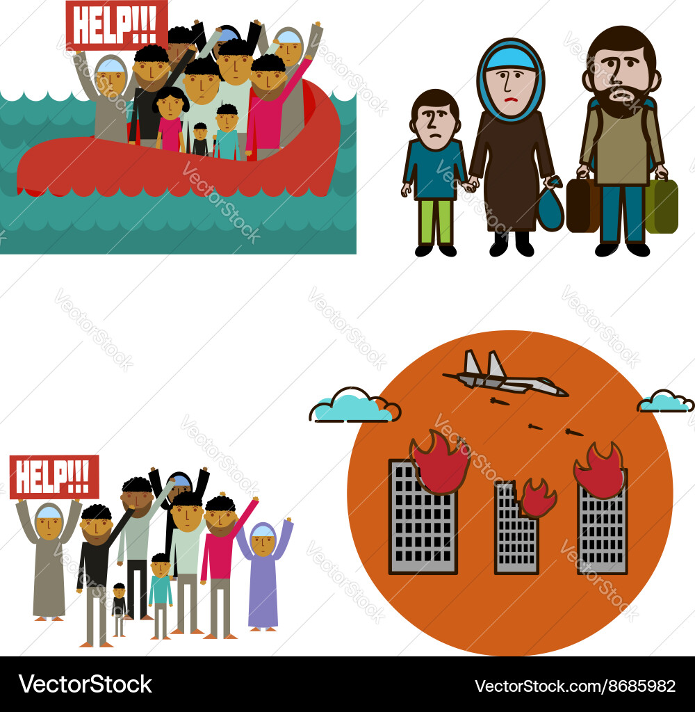 Refugees infographic elements Royalty Free Vector Image