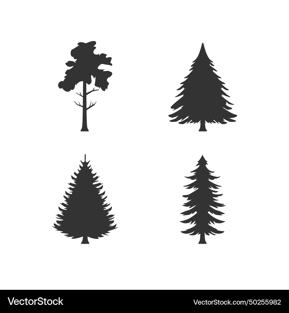 Set glyph icons of pine Royalty Free Vector Image