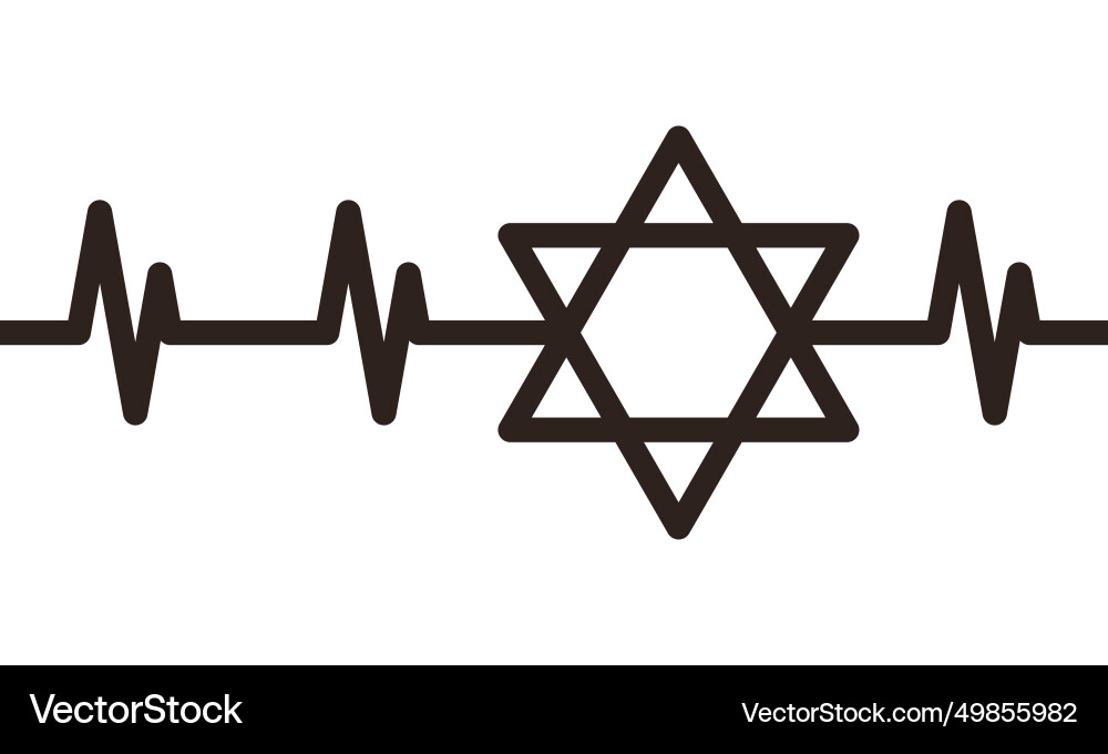 Star of David Heartbeat Symbol Royalty Free Vector Image