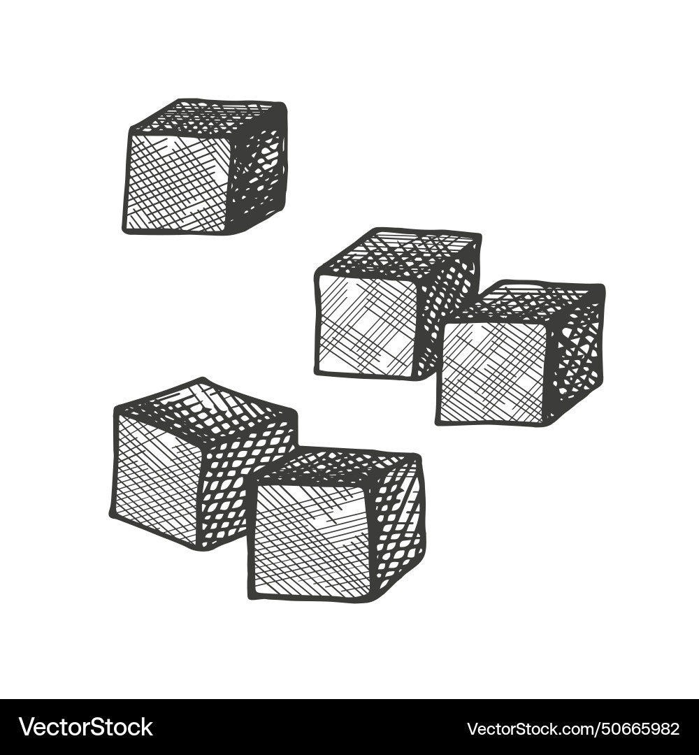 Sugar pressed in cubes hand drawn ink sketch Vector Image