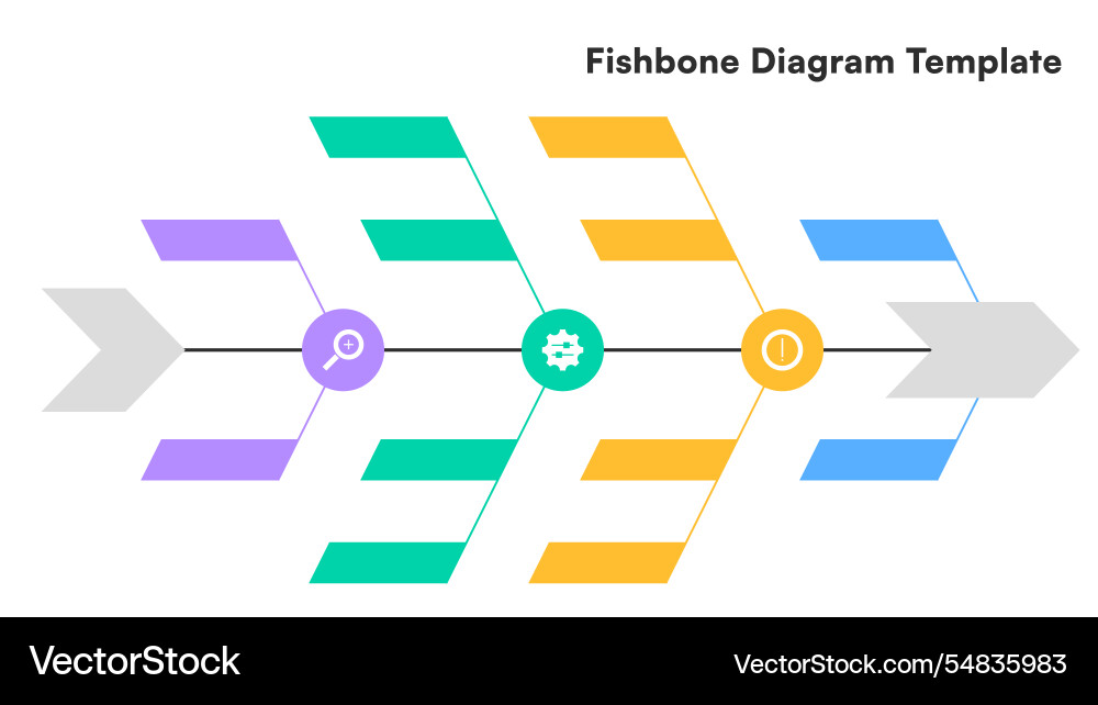 Arrow fishbone diagram with three center icons Vector Image