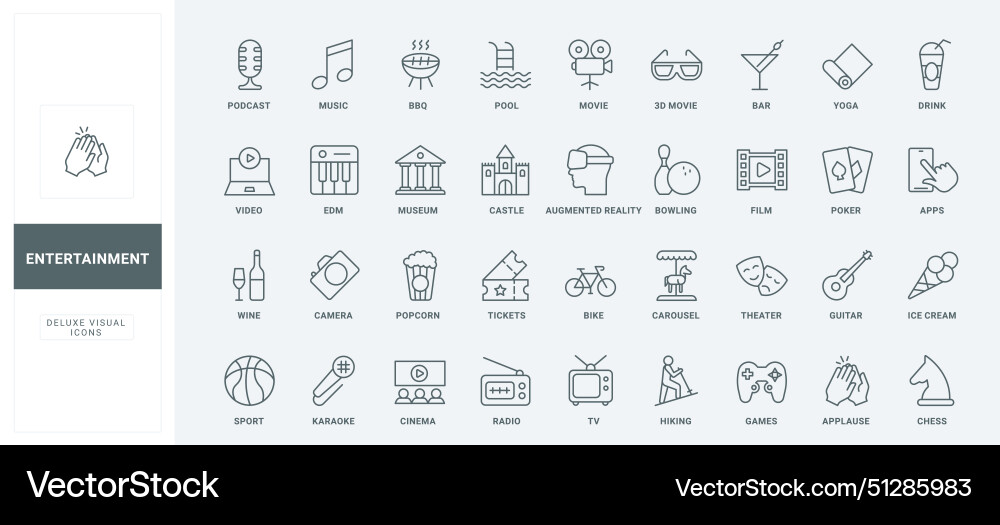 Entertainment and leisure thin black red line Vector Image