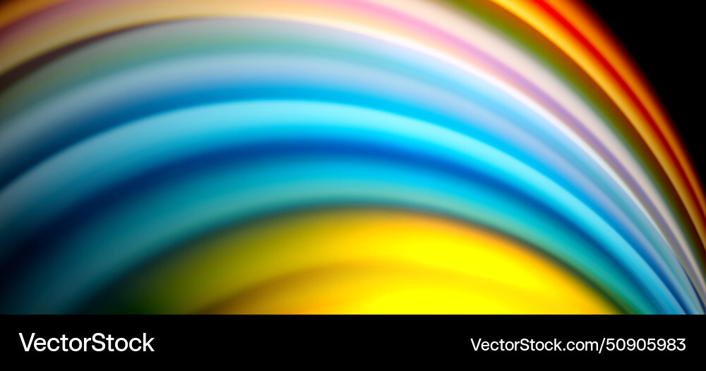 Rainbow color wave lines on black techno Vector Image