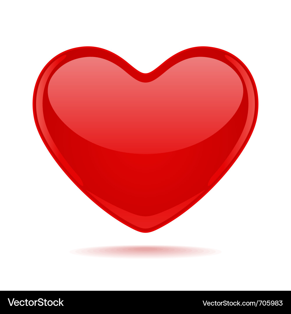 Red glossy heart Royalty Free Vector Image - VectorStock