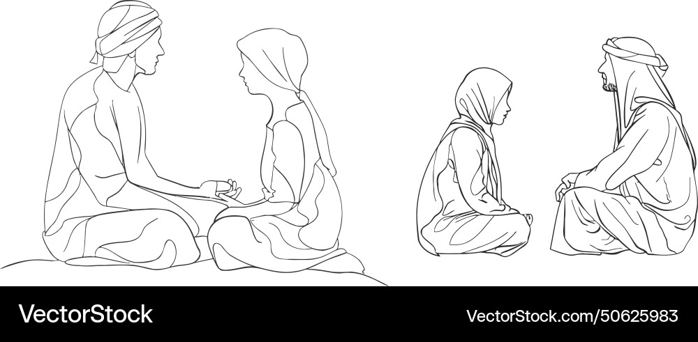 Single one line drawing young arabian father Vector Image