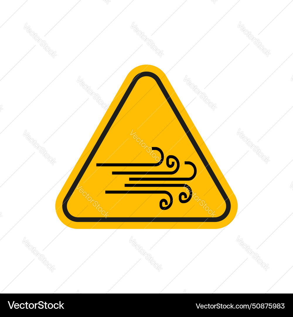 Wind warning sign icon set alert for strong wind Vector Image