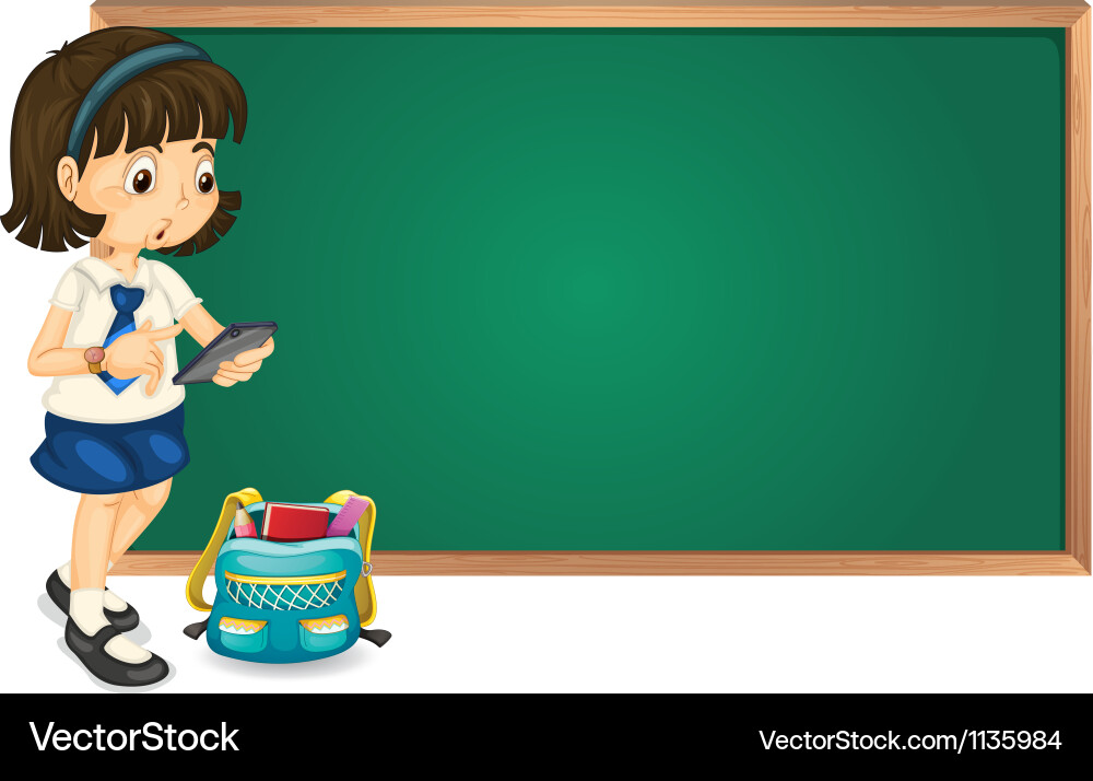 A girl and green board Royalty Free Vector Image