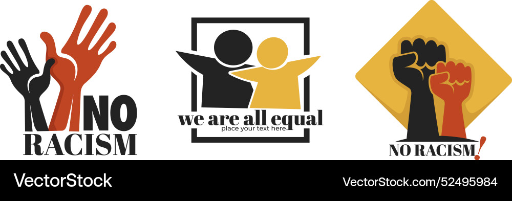 Anti racism equality emblem design Royalty Free Vector Image
