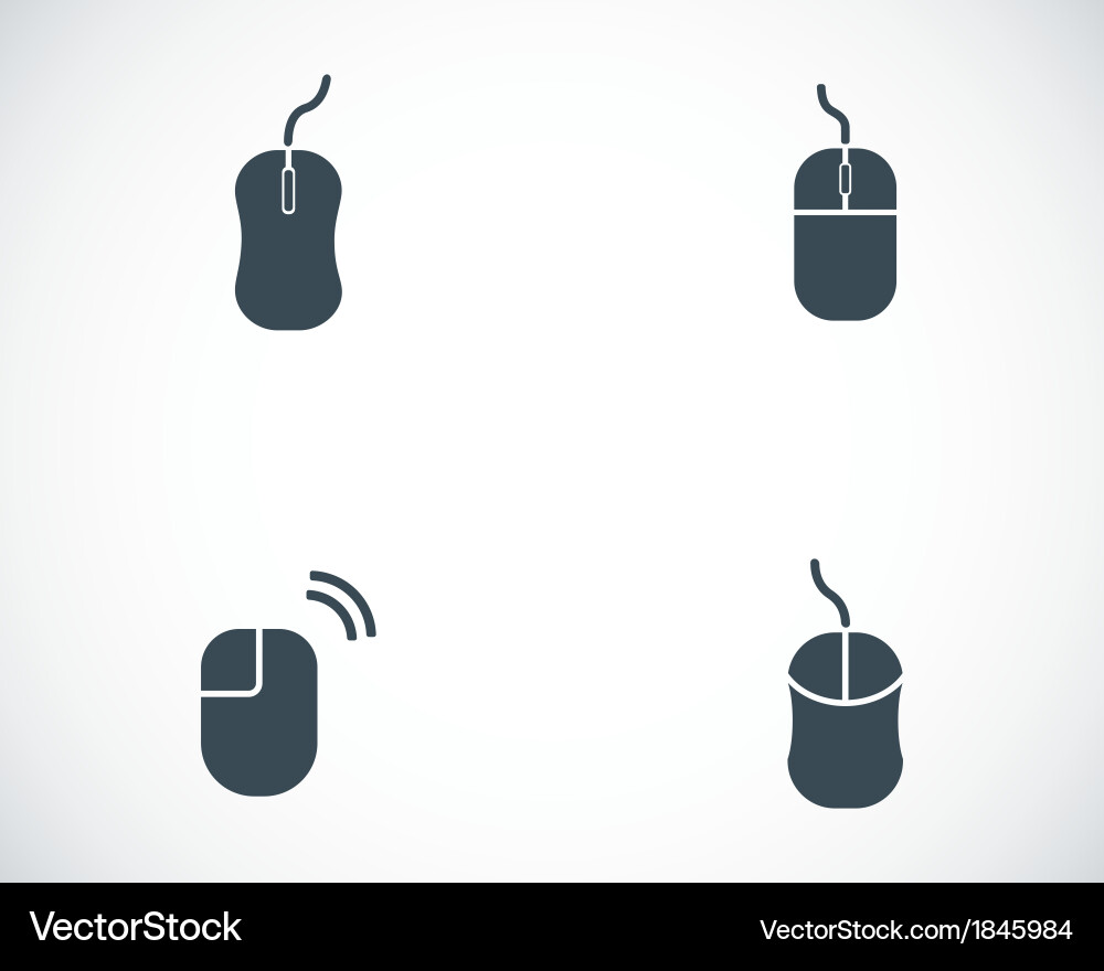 Black computer mouse icons set Royalty Free Vector Image