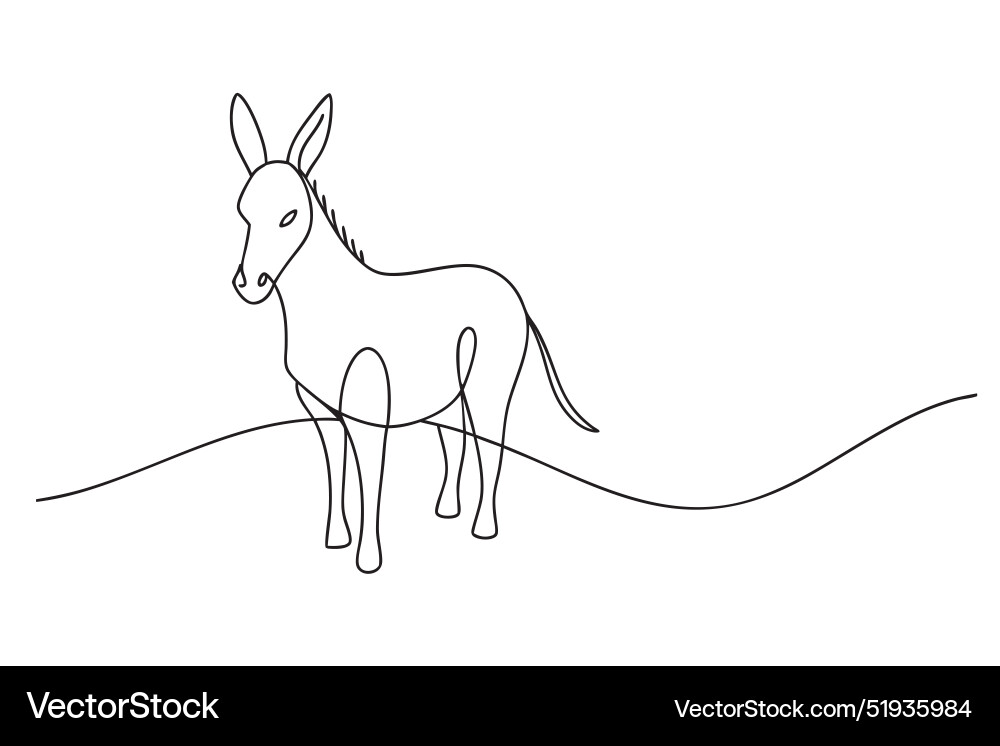 Donkey line with on white background Royalty Free Vector