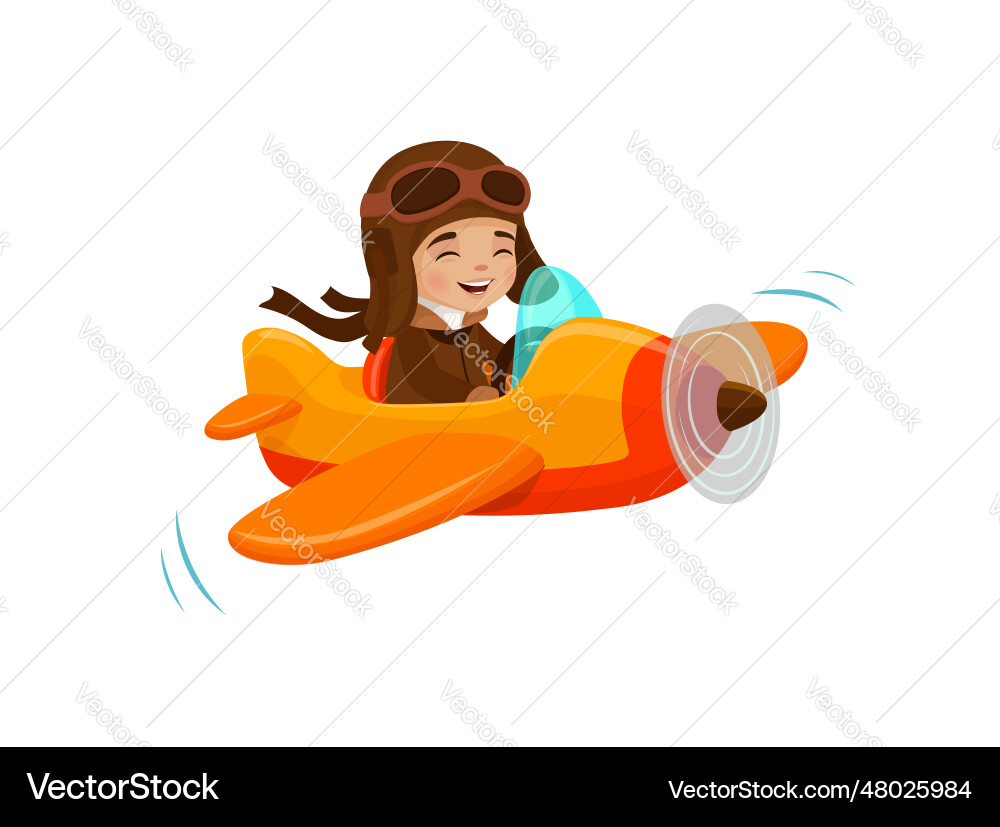 Kid flying on plane cartoon pilot airplane Vector Image