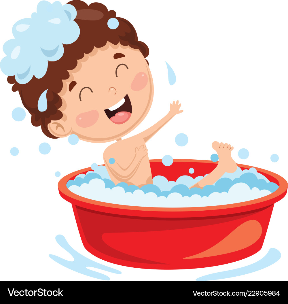Kid having bath Royalty Free Vector Image - VectorStock