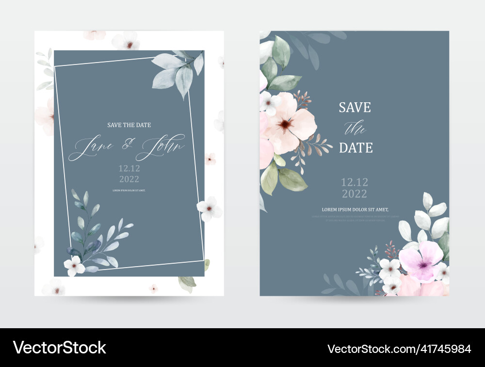 Set of navy blue invitation template cards Vector Image