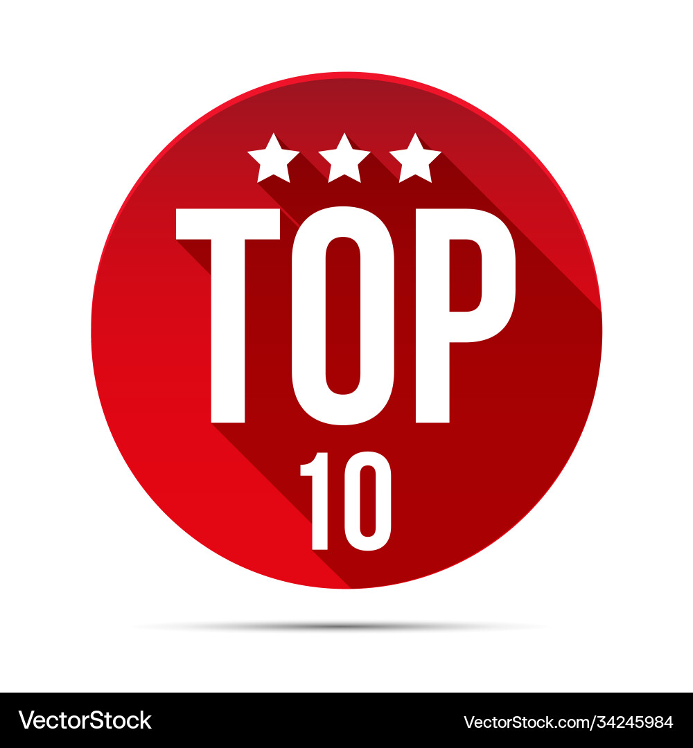 Top ten red label button Royalty Free Vector Image