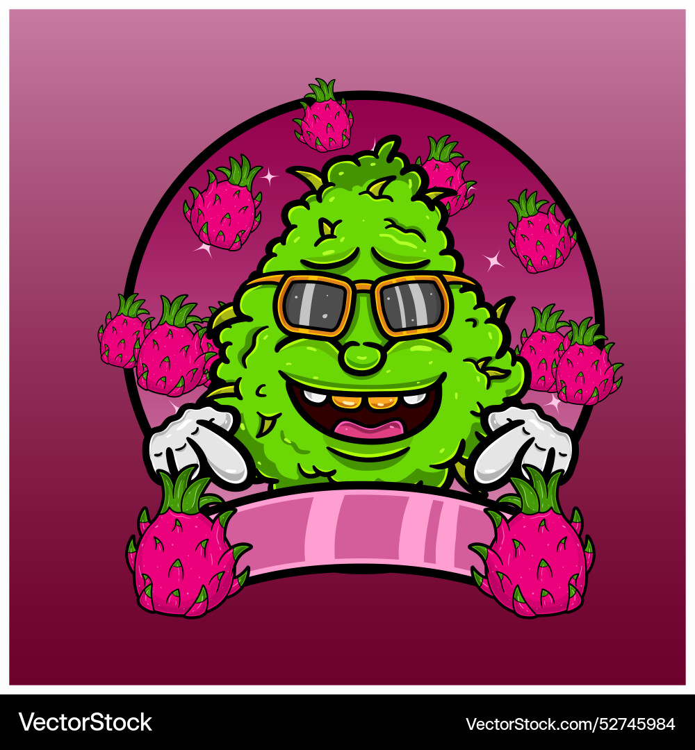 Weed bud cartoon with dragon fruit flavor Vector Image