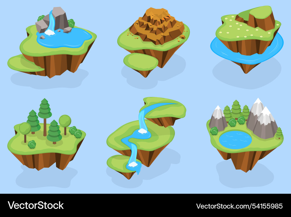 3d isometric flat of flying Royalty Free Vector Image