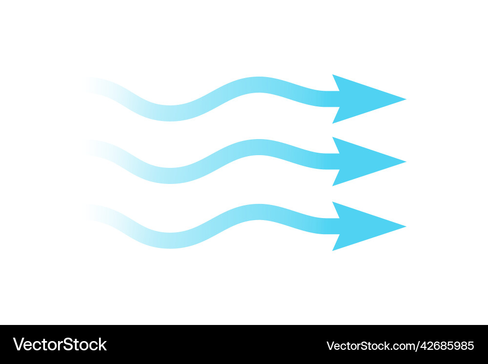 Air flow blue arrow showing direction of Vector Image