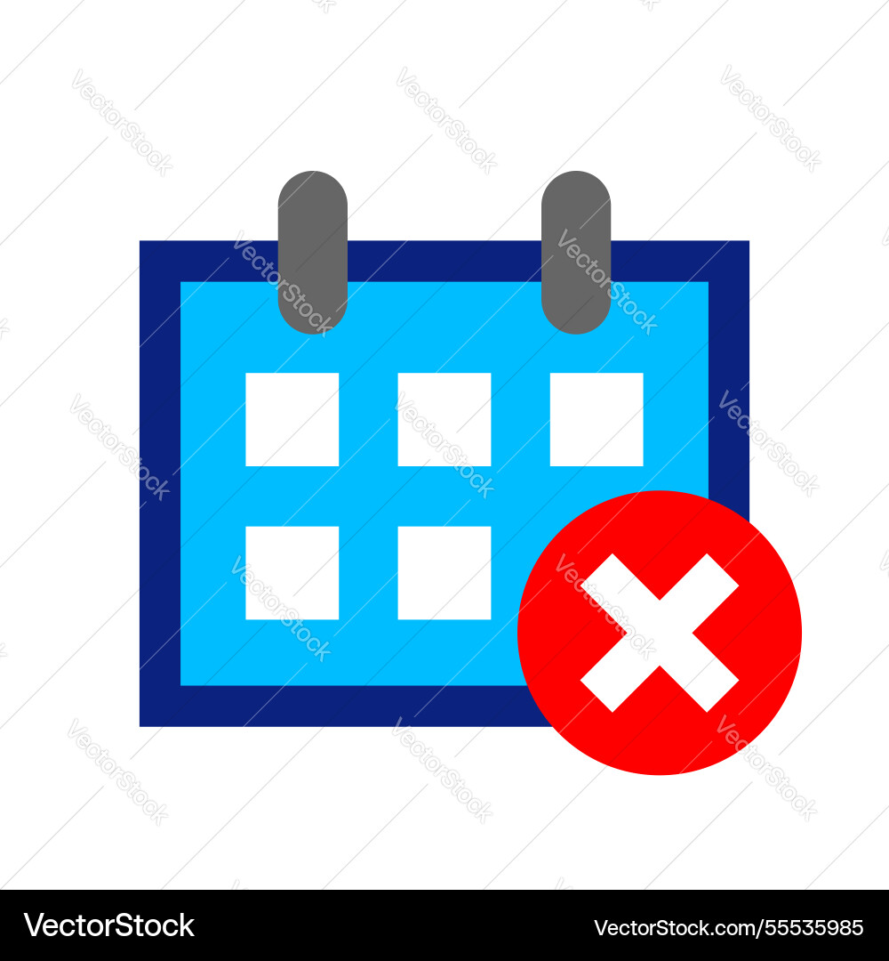 Calendar icon schedule symbol with cross Vector Image