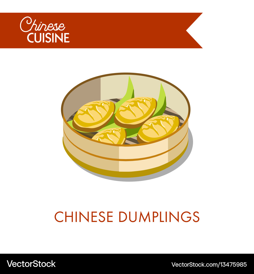 Chinese dumplings in plate isolated on white Vector Image