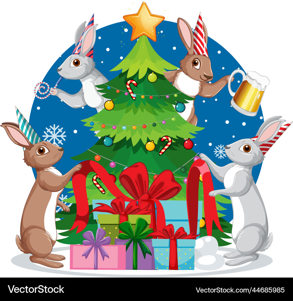 Cute rabbit with gifts for banner design Vector Image